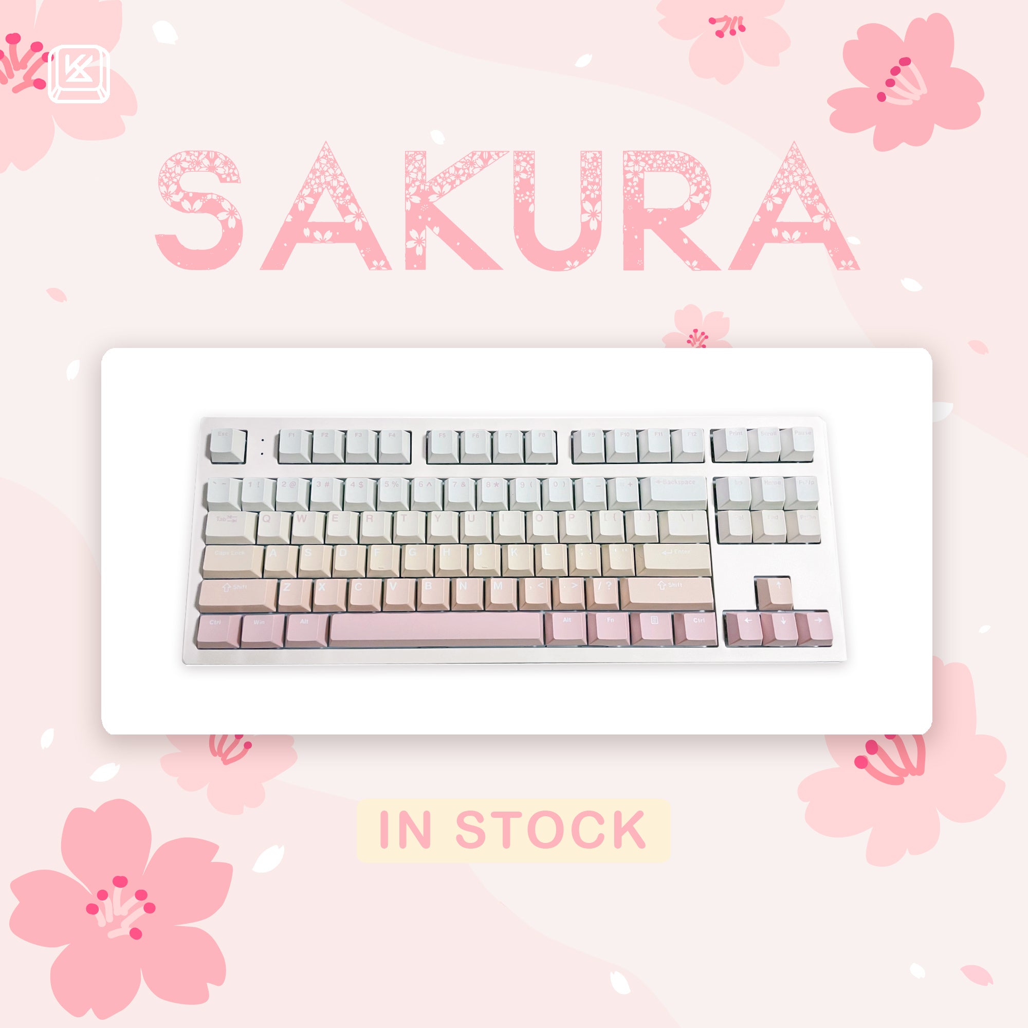 Gradient White Pink Keycaps Set ANSI & ISO Layout – KeyGeak