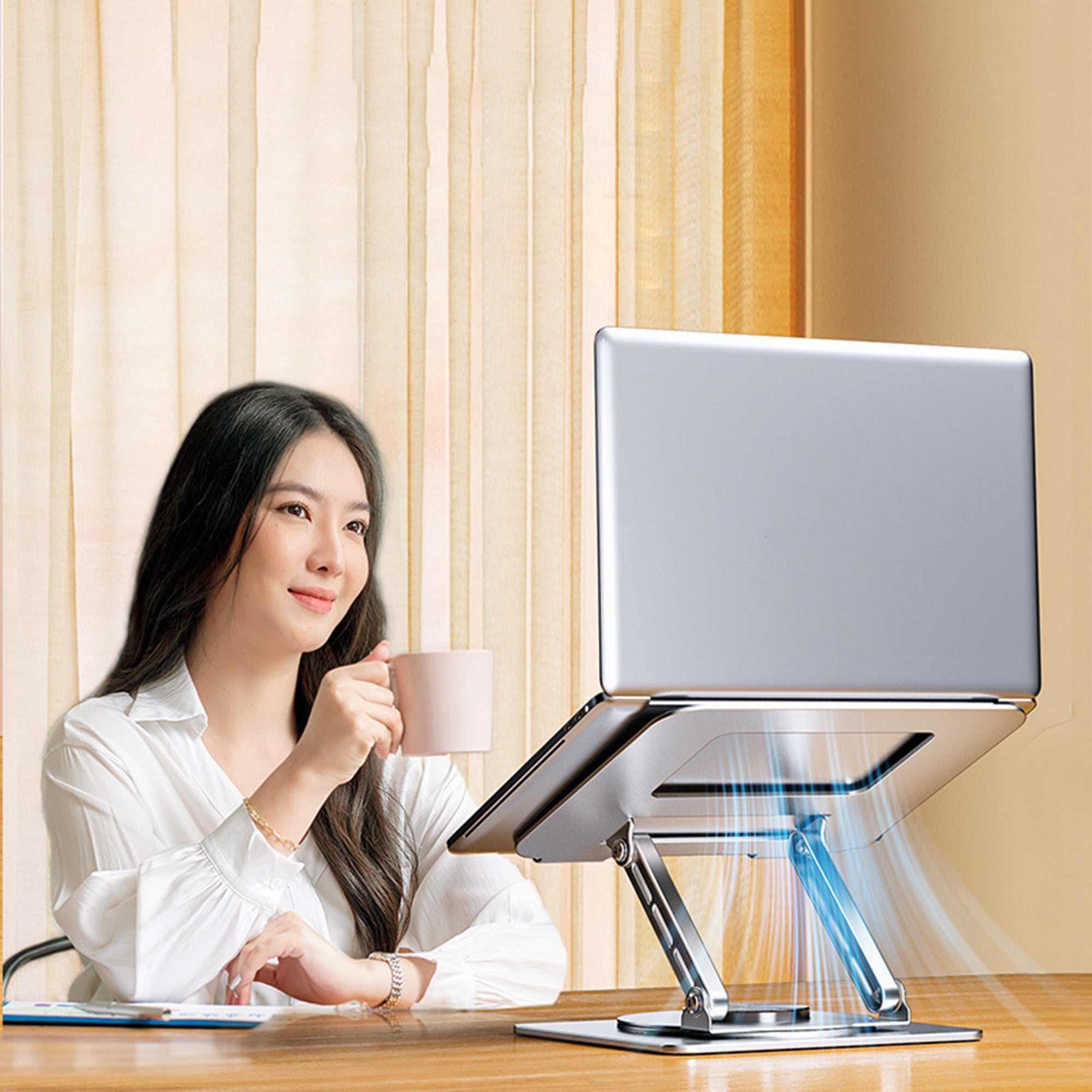 Adjustable Computer Stand with 360 Rotating Base Compatible with MacBo ...