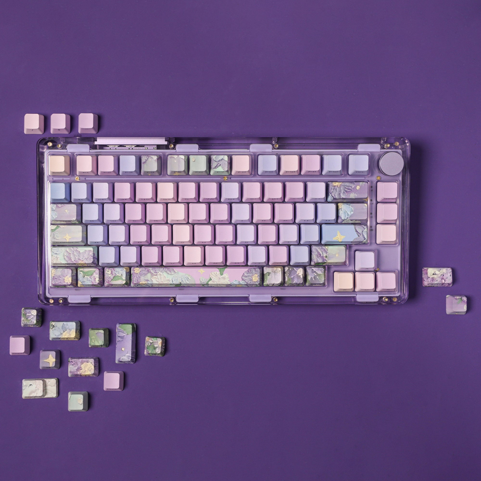 Violet Theme OEM / Cherry PBT Keycaps Set For 68/75/98 Mechanical Keyb ...
