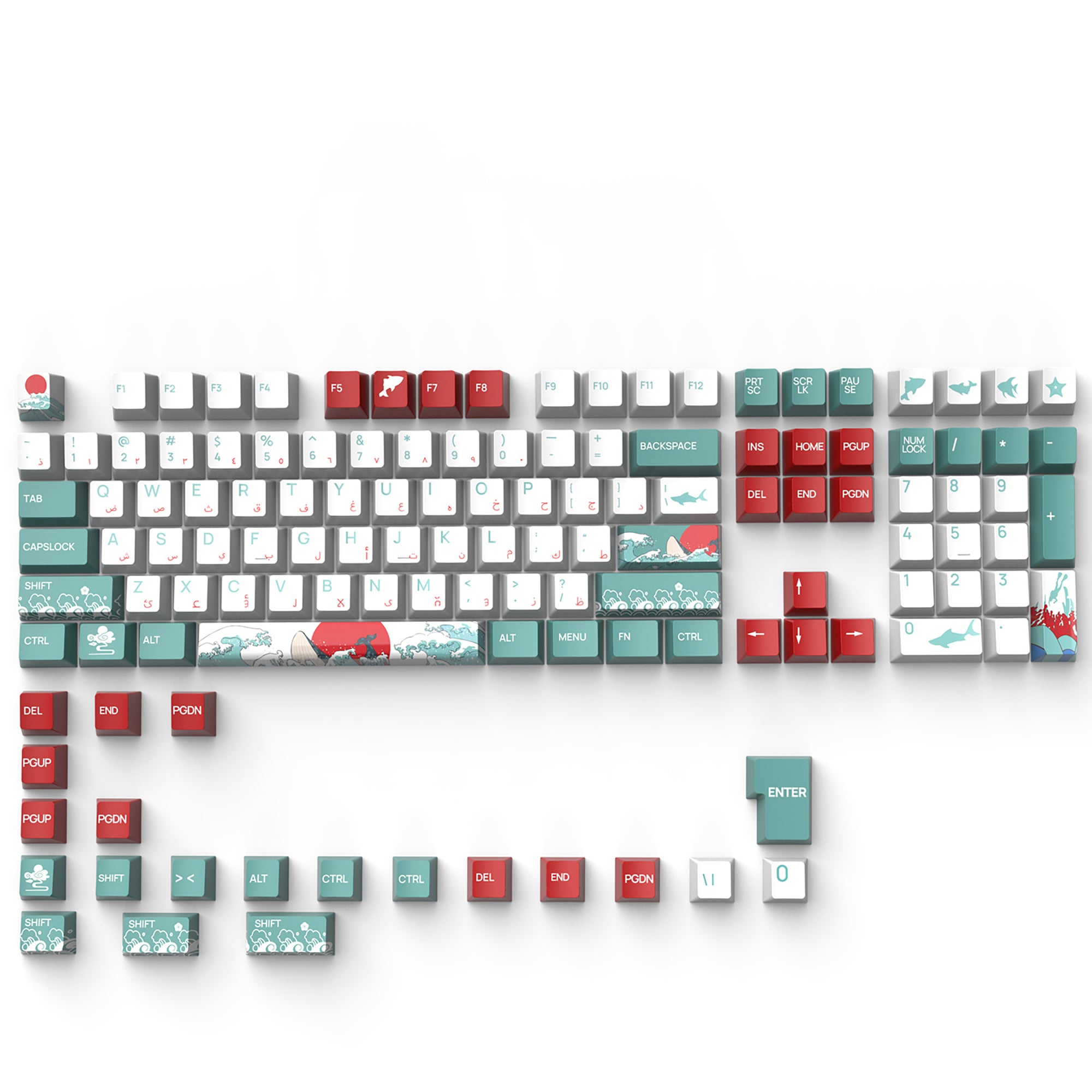 Coral Sea Theme English Arabic PBT Keycap Set – KeyGeak