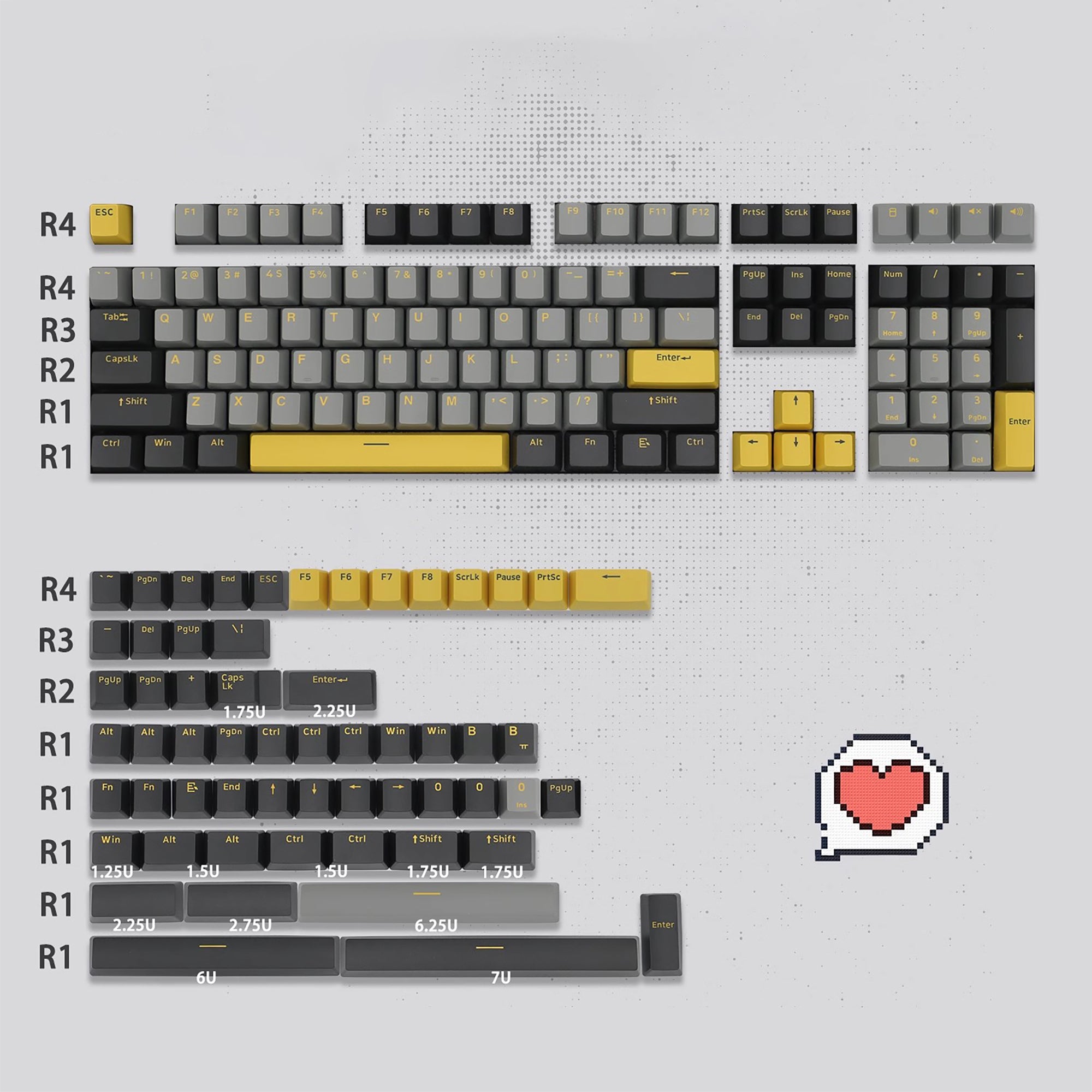 Graphite Gold PBT Keycaps OEM Profile – KeyGeak