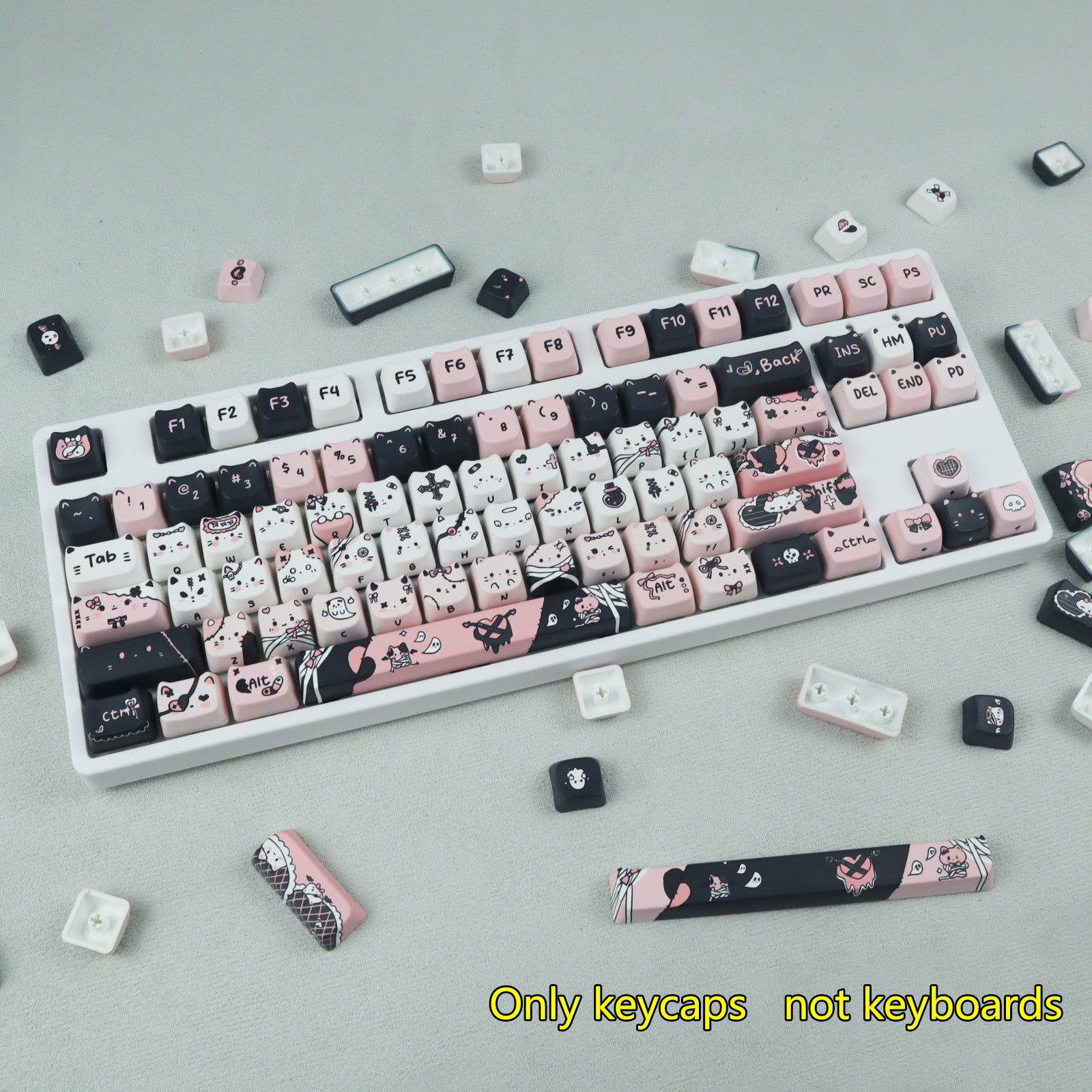 Mystic Black Kitty MOA Profile PBT Keycaps Set – KeyGeak