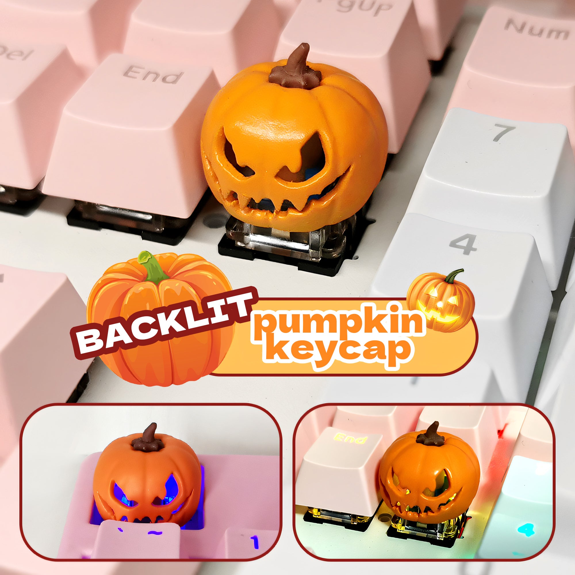 Resin Translucent 3D Pumpkin Keycap – KeyGeak