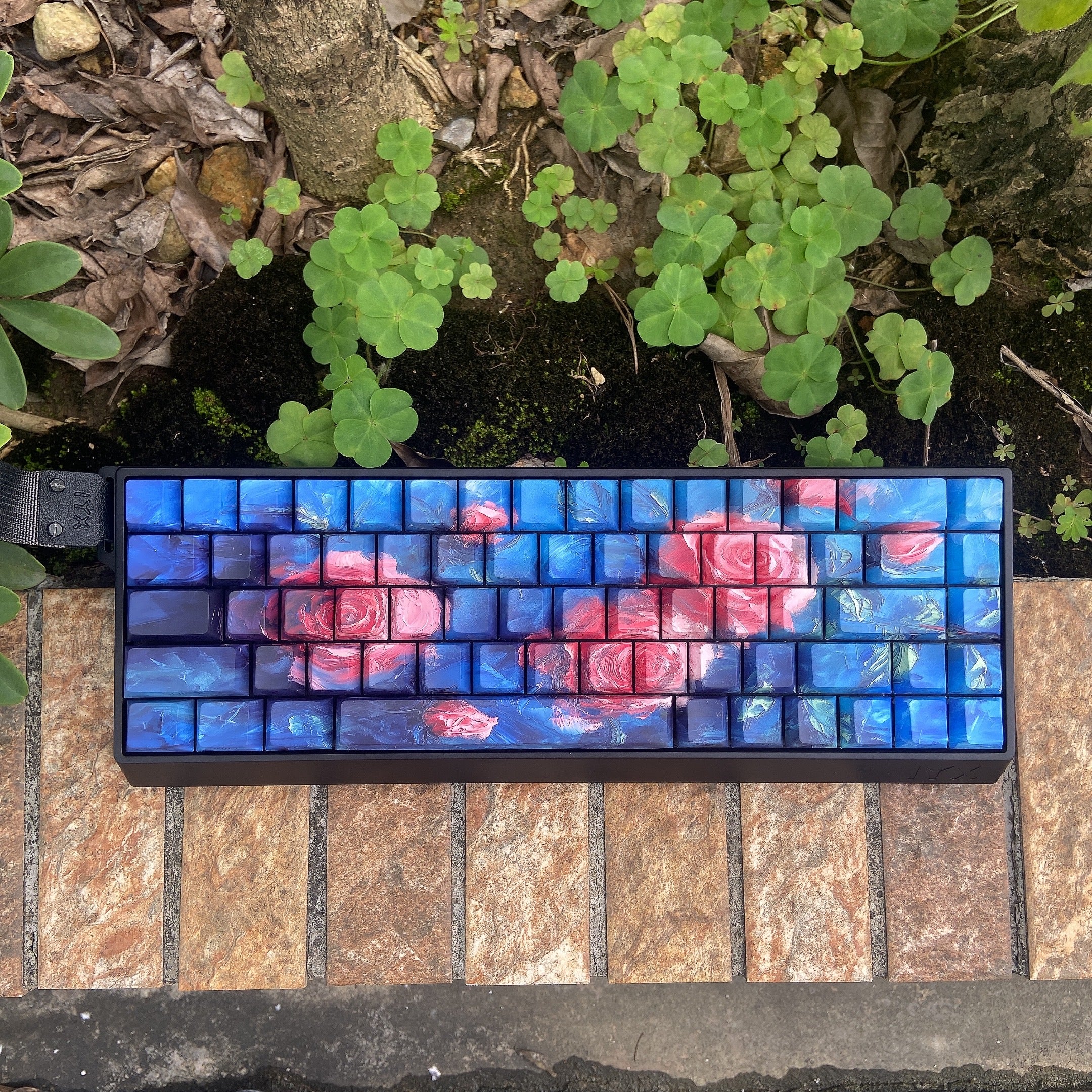 Rose Elegy Oil Painting Style Side-Engraved Translucent PBT Keycaps Se ...