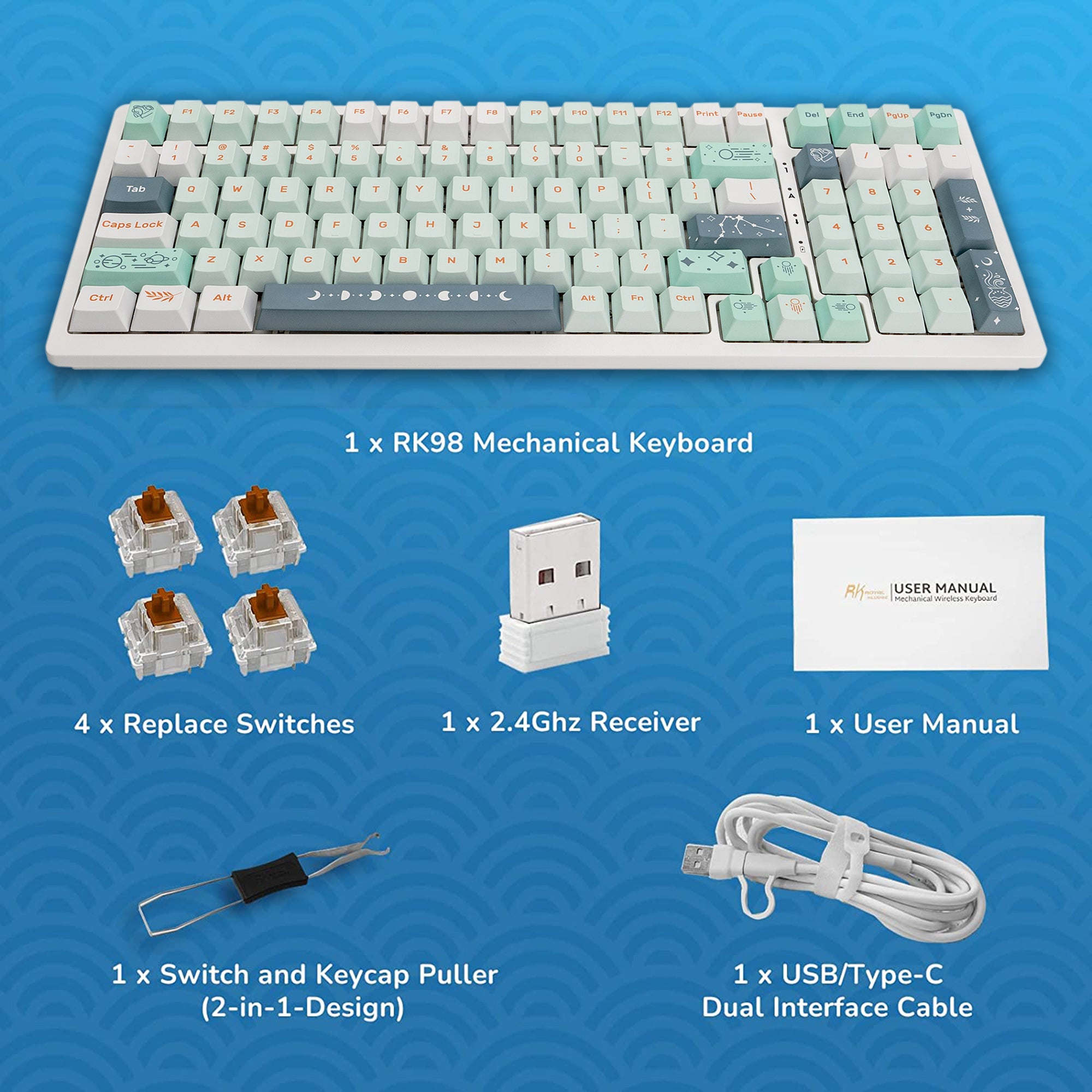 [Quantum X98] Wireless Mechanical Keyboard 3 Mode 98% Keyboards – KeyGeak
